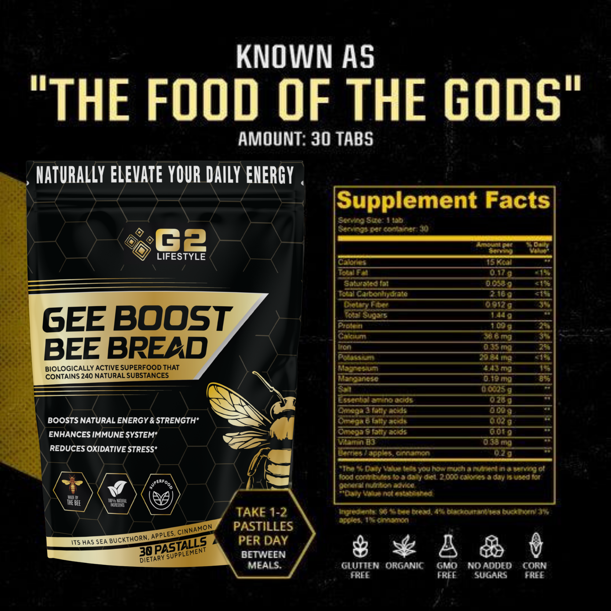 Gee Boost Bee Bread - Premium Natural Supplement by G2 Lifestyle